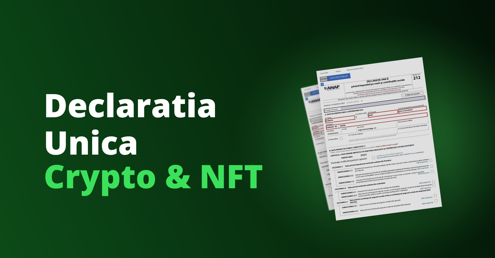 Declaratia Unica pentru venituri din criptomonede si NFT-uri